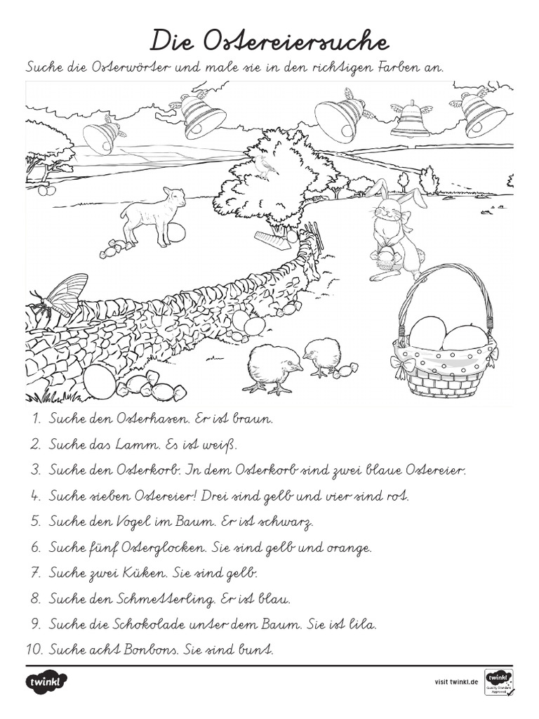 De2 L 12 Ostern Suchbild Arbeitsblatt Lesen Und Malen Ver 2 | PDF