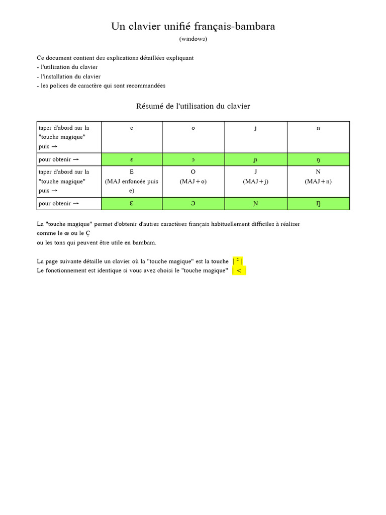 Le Clavier - Francais Bambara | PDF