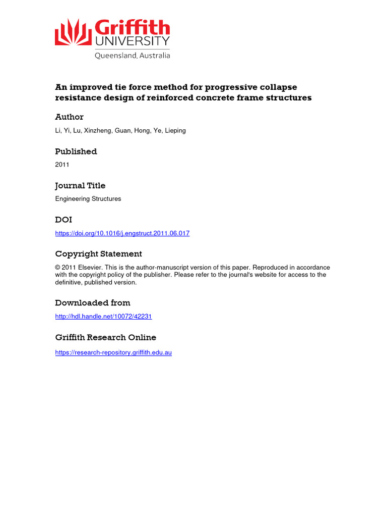 An Improved Tie Force Method For Progres | PDF