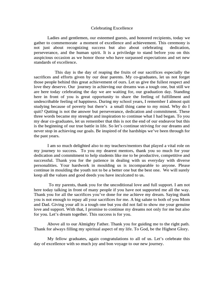 Ceremonial Speech | PDF