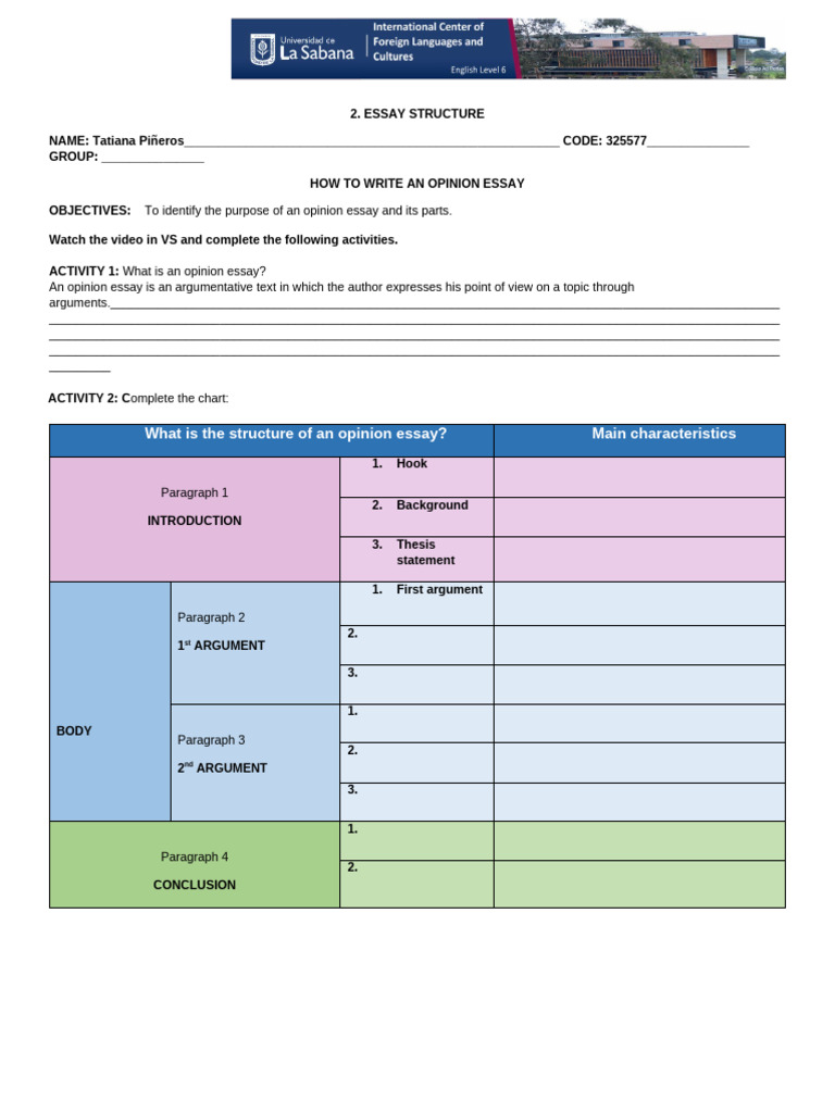 Essay Structure 2 | PDF