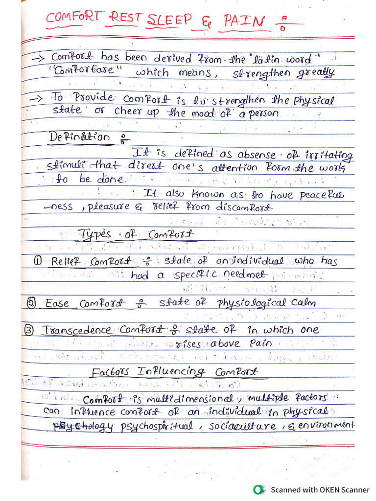 Comfort Rest and Sleep and Pain | PDF