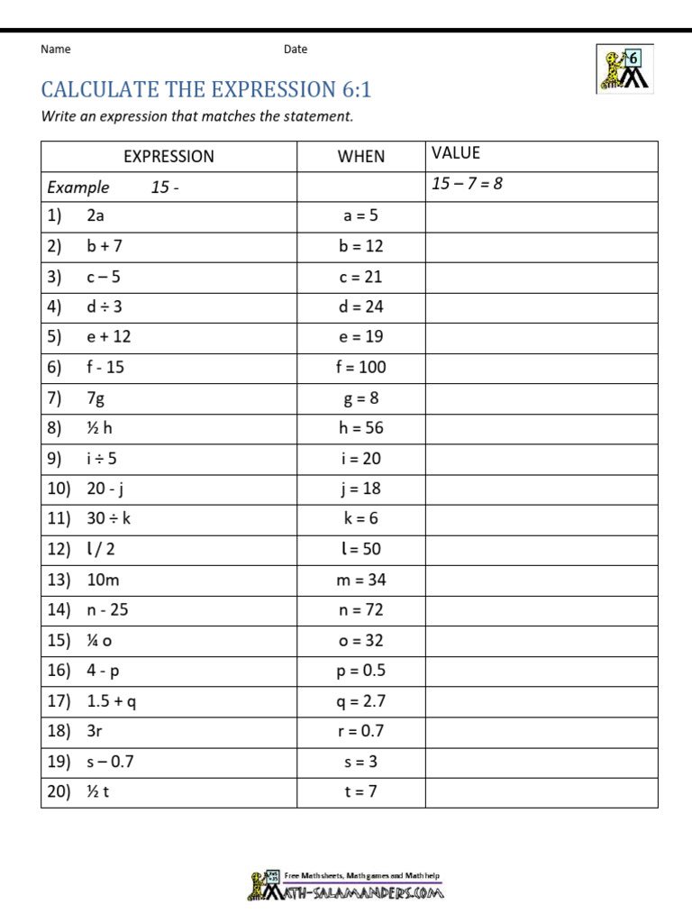 6th-grade-calculate-the-expression-1 | PDF