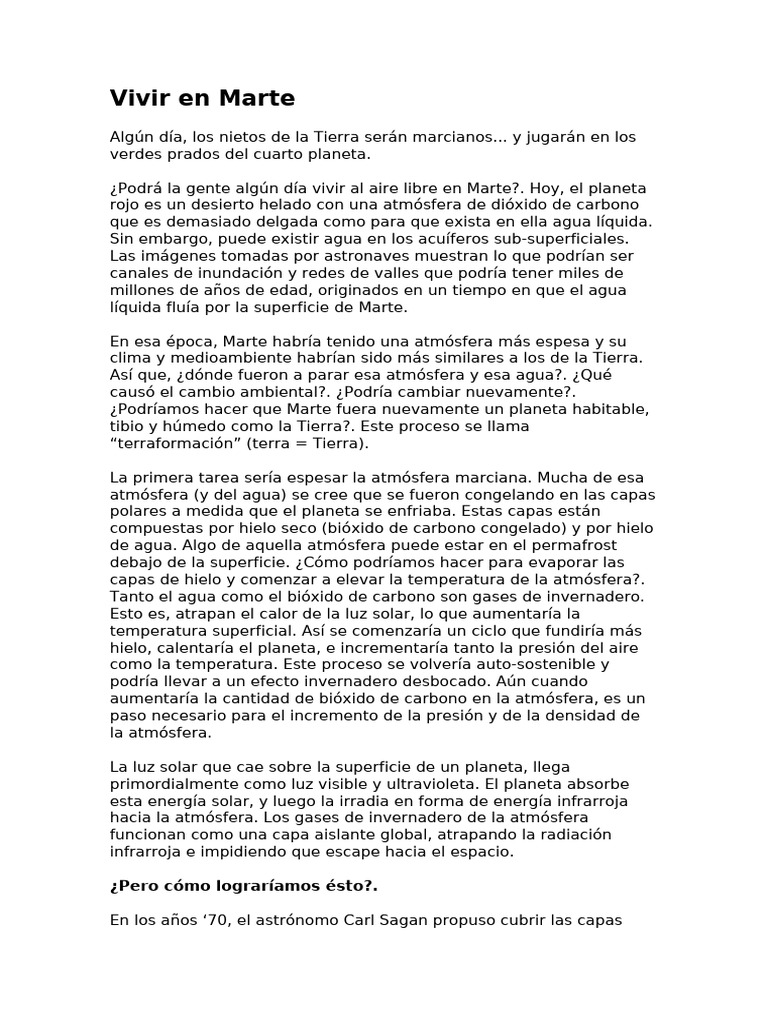 Vivir en Marte | PDF