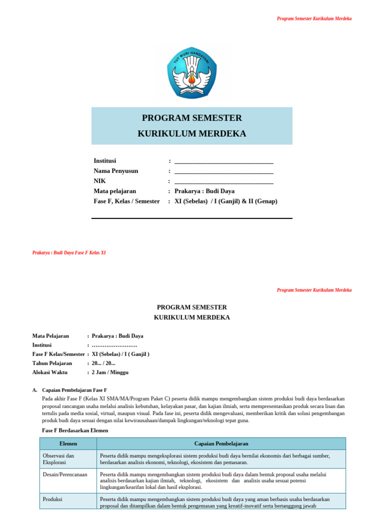 PROMES Kurikulum Merdeka | PDF