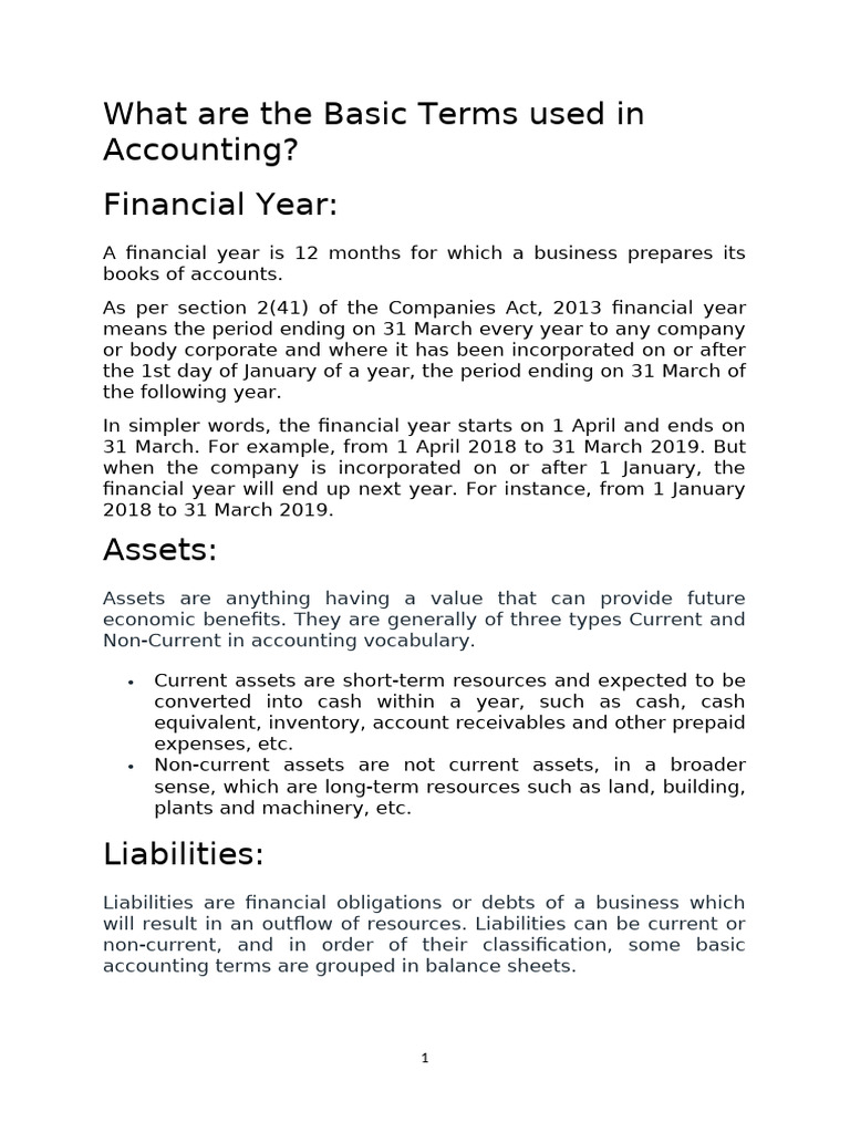Basic Terms Used in Accounting | PDF | Debits And Credits | Business