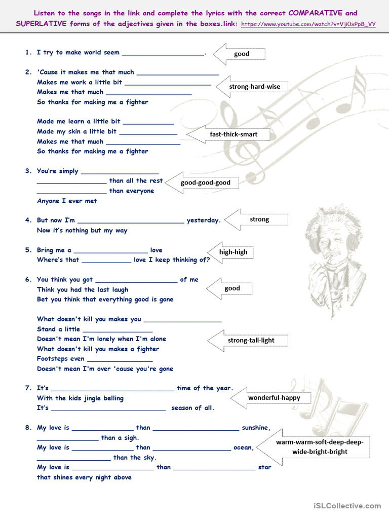Songs for Practicing Comparatives & Superlatives | PDF