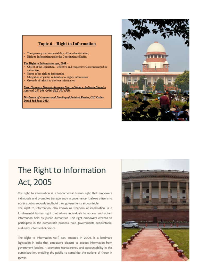 The Right To Information Act 2005 | PDF