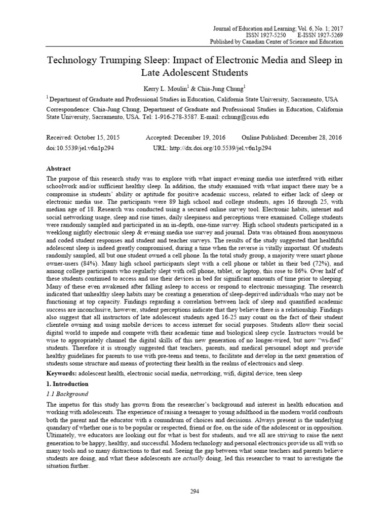 AP Research - Annotated Bib sample - Electronics and sleep | PDF