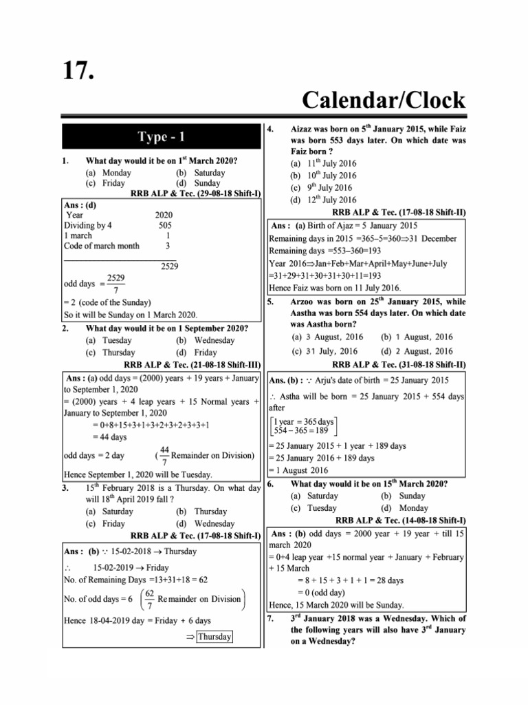 Calender-and-clock | PDF