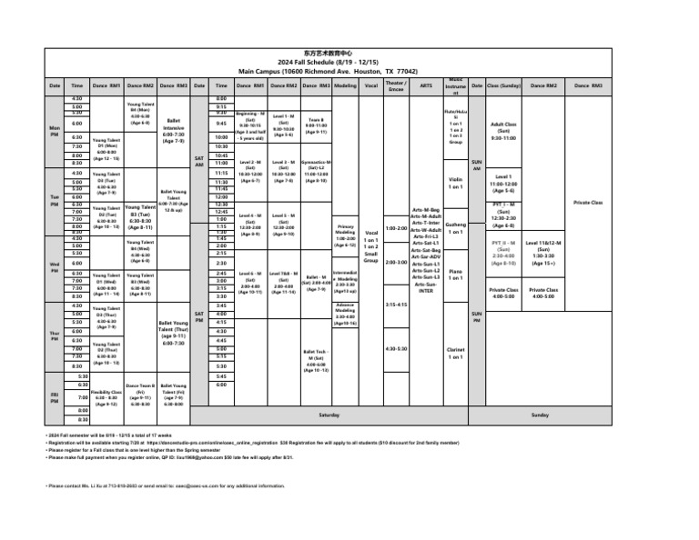 OAEC 2024 Fall Schedule - Main | PDF