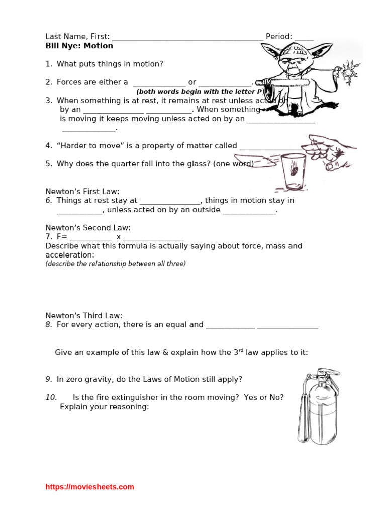 Bill Nye Motion Worksheet Answers | PDF