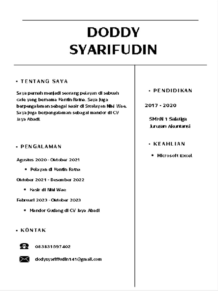 CV Dan Berkas Pendukung | PDF