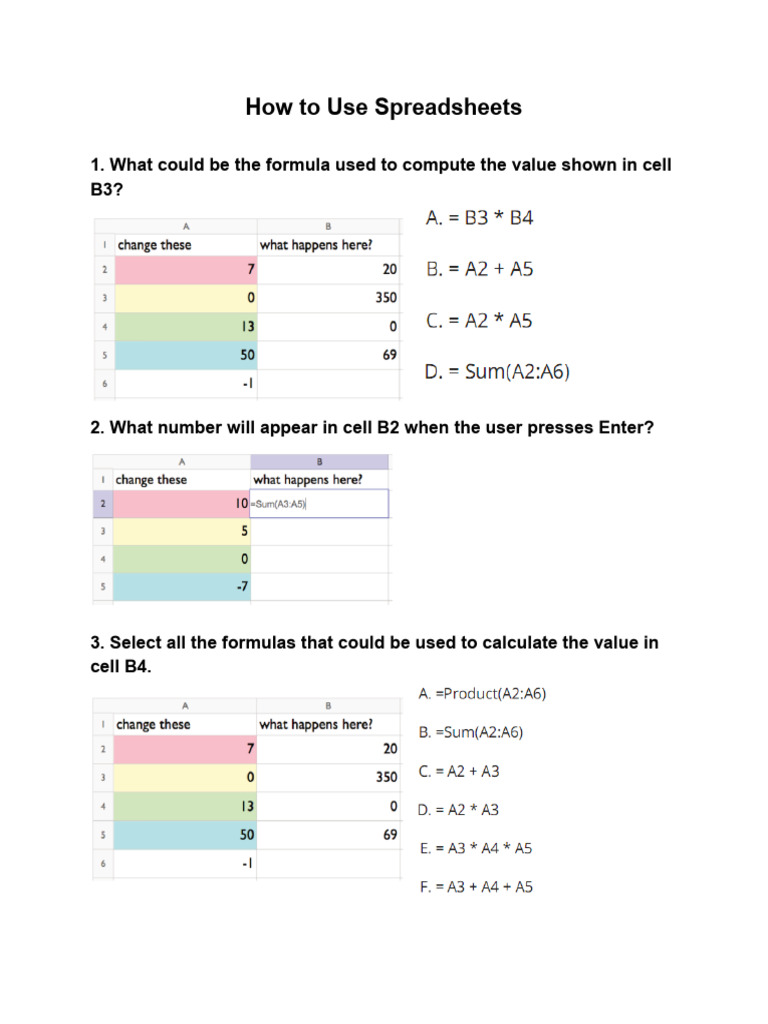 How To Use Spreadsheets | PDF