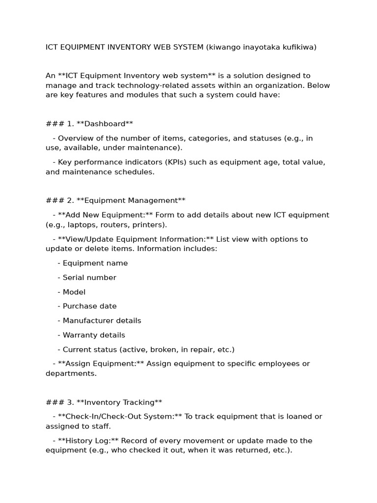 ICT EQUIPMENT INVENTORY WEB SYSTEM | PDF
