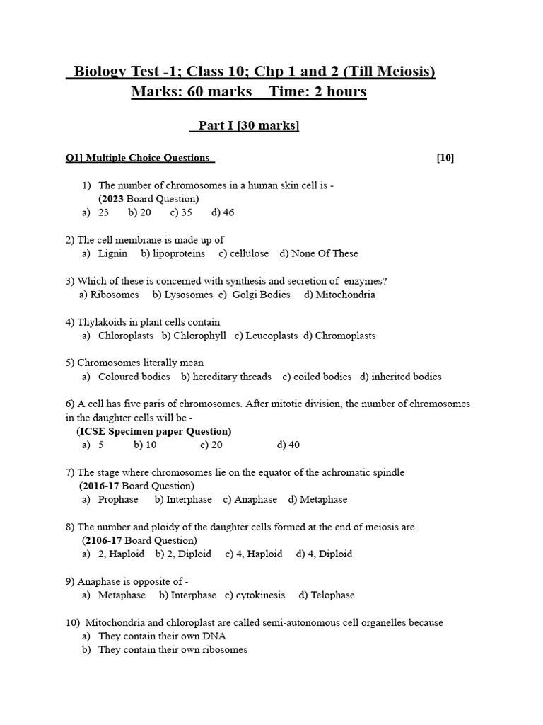 Biology Test 1 | PDF