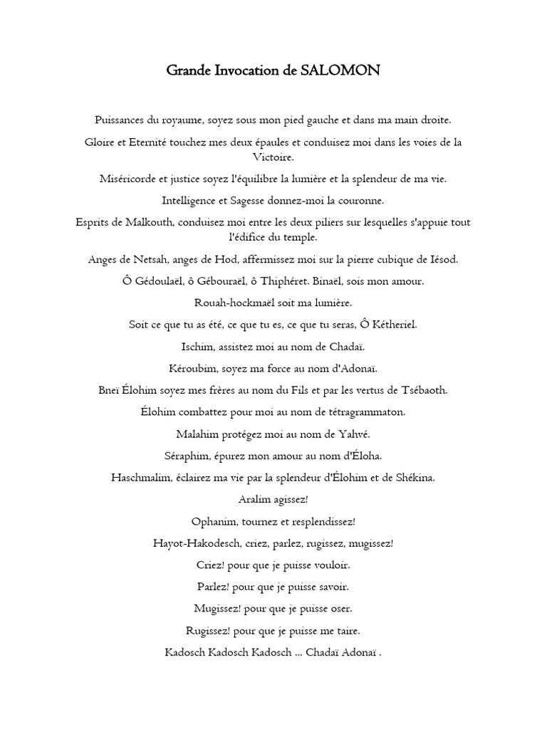 Grande Invocation de SALOMON | PDF