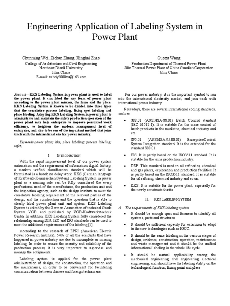 Kks Code | PDF | Power Station | Electric Power Industry