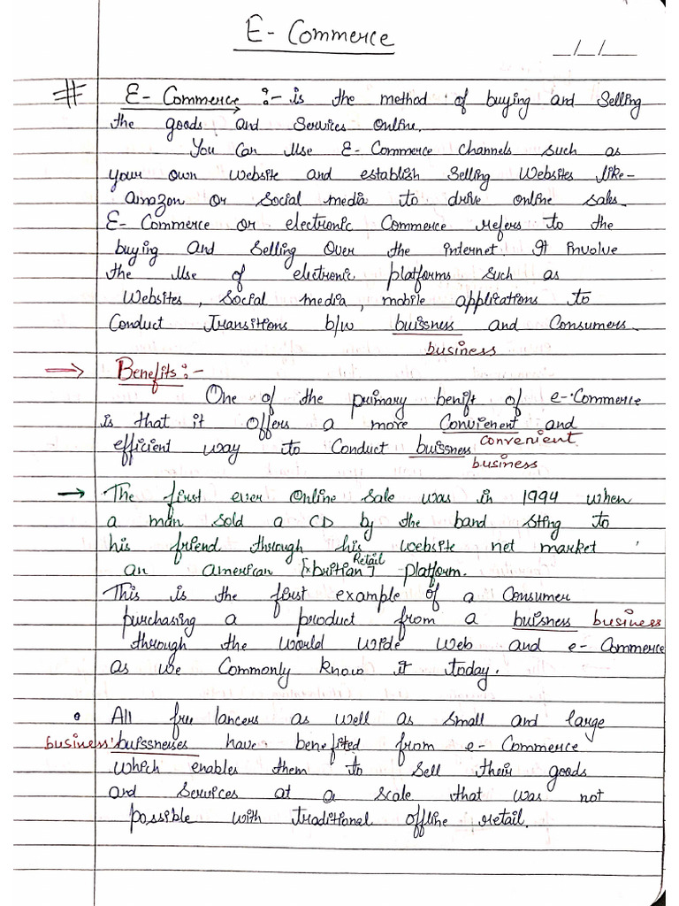 Unit 1 E Commerce Detailed Notes Pdf