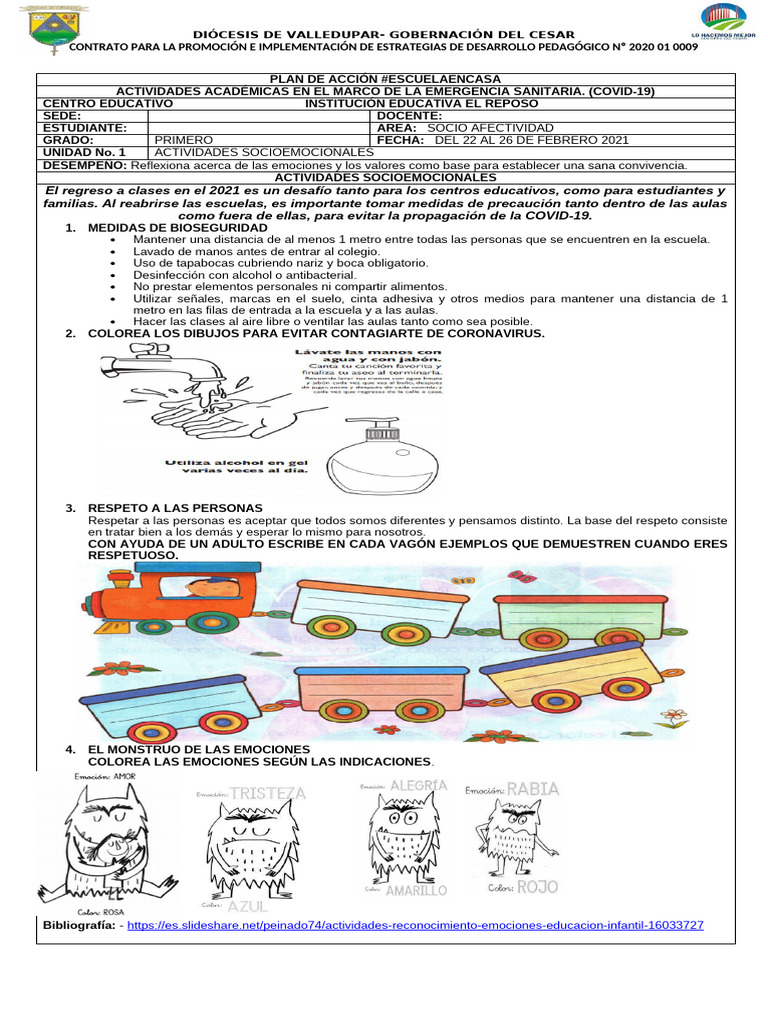 Guia Socio Afectiva Grado Primero 2021 | PDF