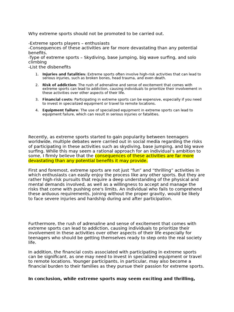 Risks and Consequences of Extreme Sports | PDF | Risk | Mental Health