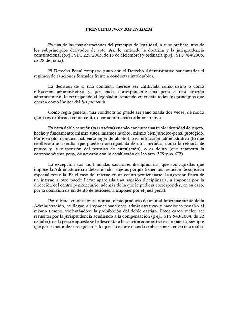 Principio Non Bis In Idem Pdf