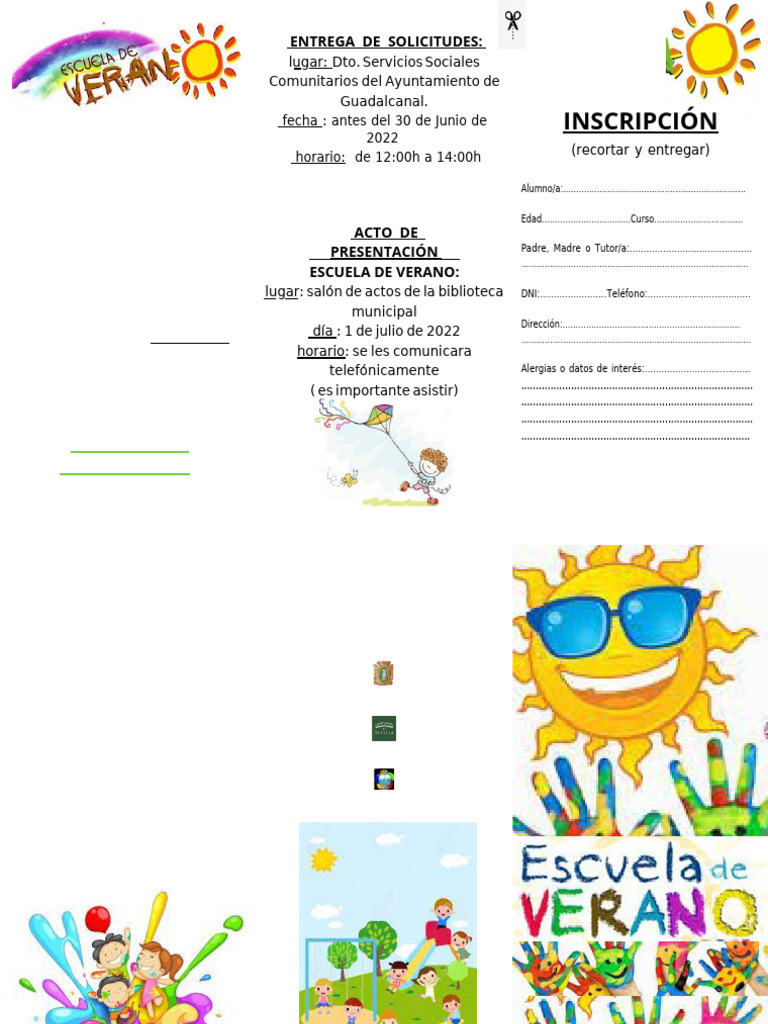 Triptico Escuela de Verano 2022 | PDF