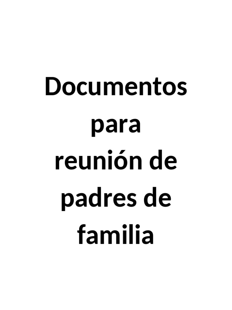 Doc. para Reunión de Padres de Familia | PDF