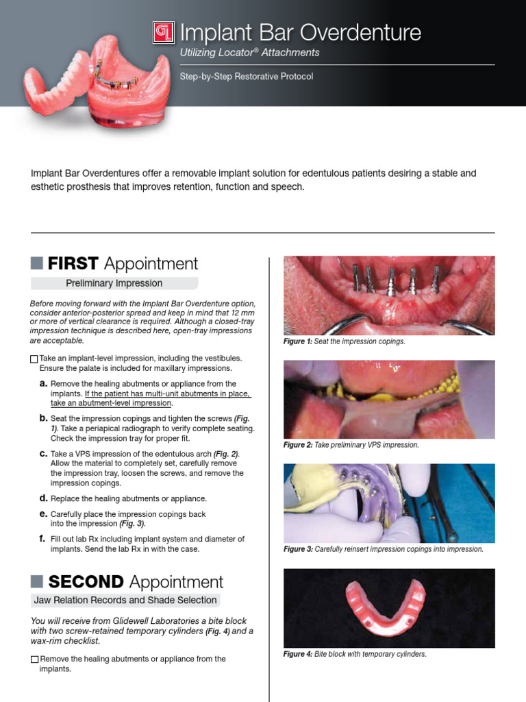 Implant Bar Overdenture Restorative Protocol | PDF