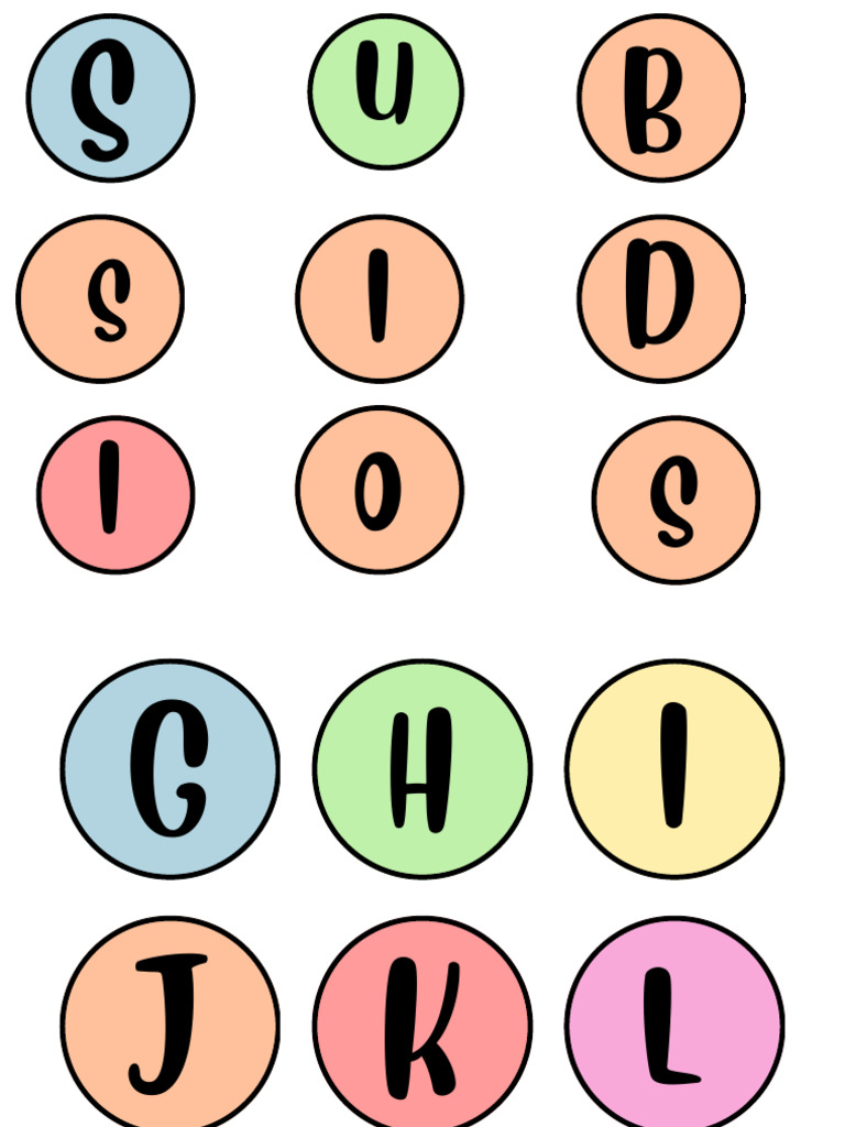 Alphabet Letters A-Z Circle Flashcards in Colorful Bold Style ...