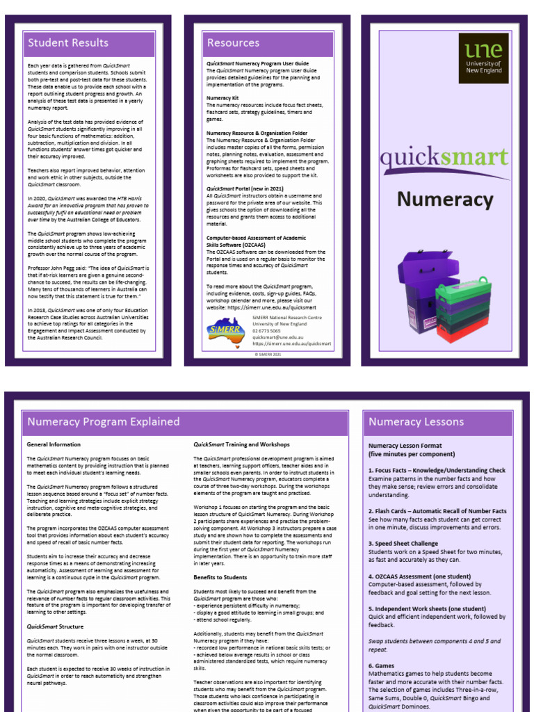 QuickSmart Numeracy Flyer 2022 | PDF