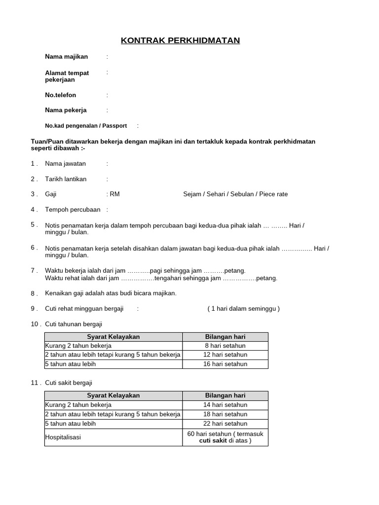 Kontrak Perkhidmatan | PDF