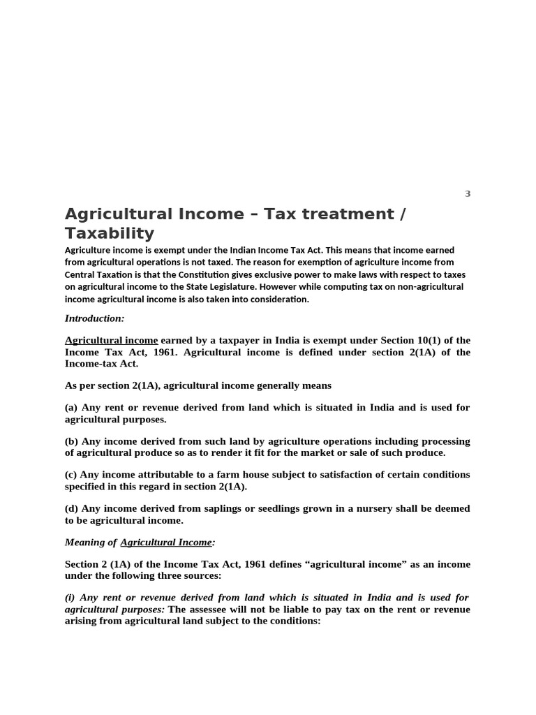 Agricultural Income | PDF | Taxes | Income Tax