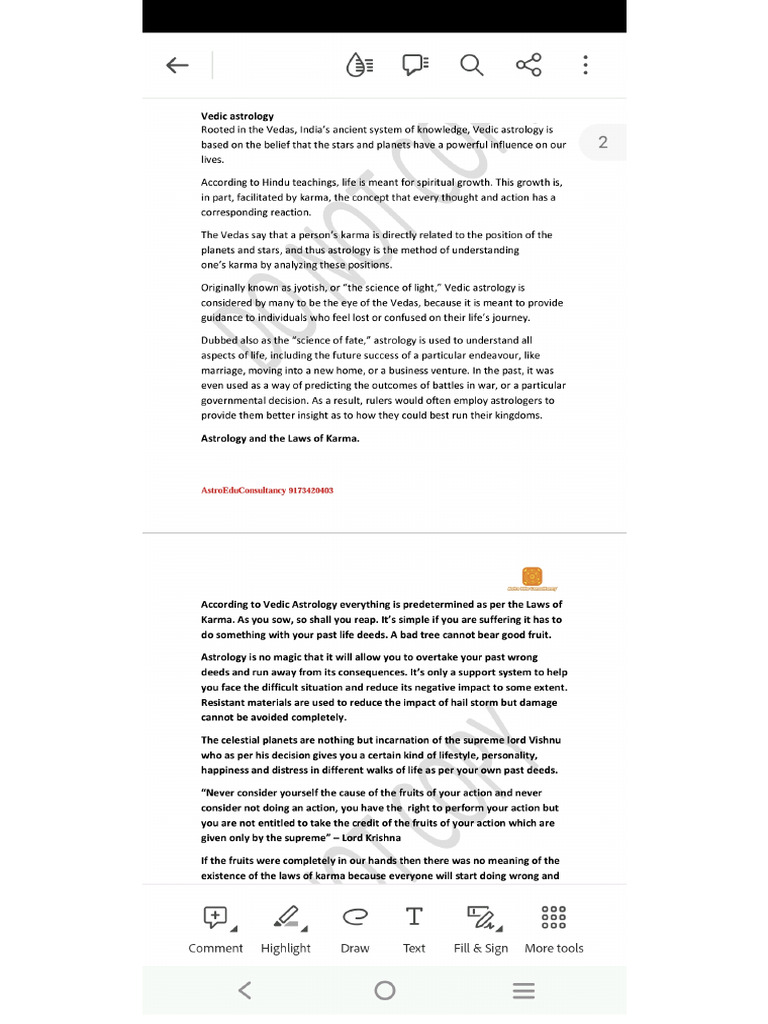 Vedic Astrology Sample Page | PDF