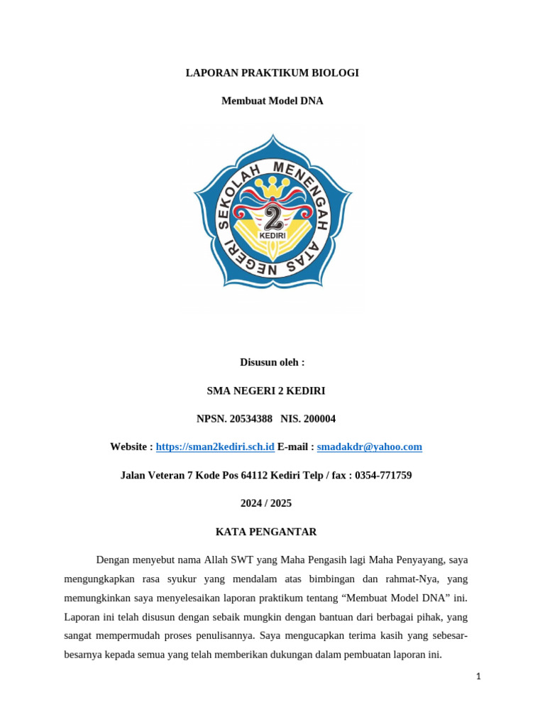Laprak Bio Pembuatan Model Dna | PDF