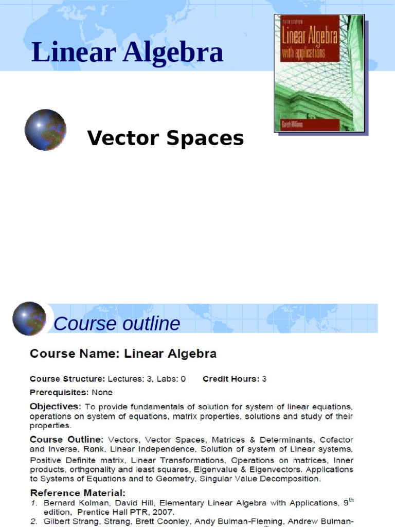 Lec01 Linear Algebra | PDF | Vector Space | Euclidean Vector