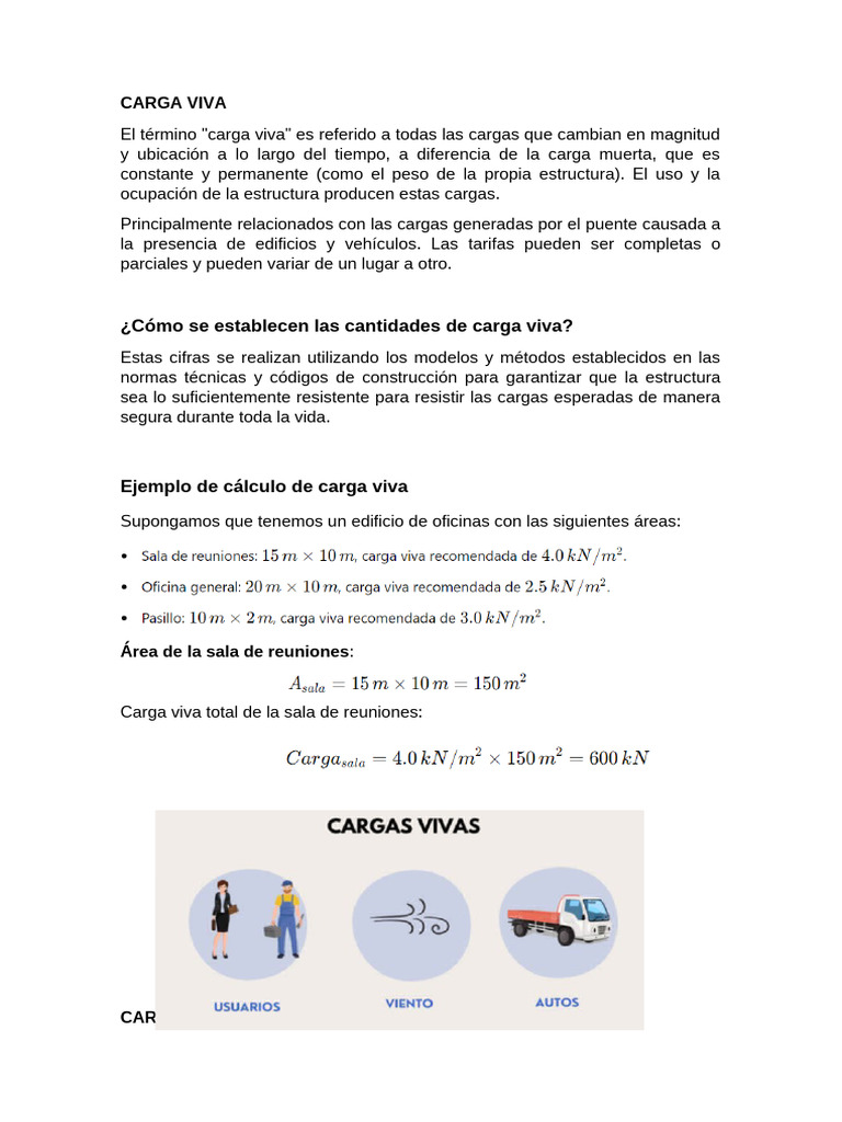Carga Viva y Cargas Muertas | PDF