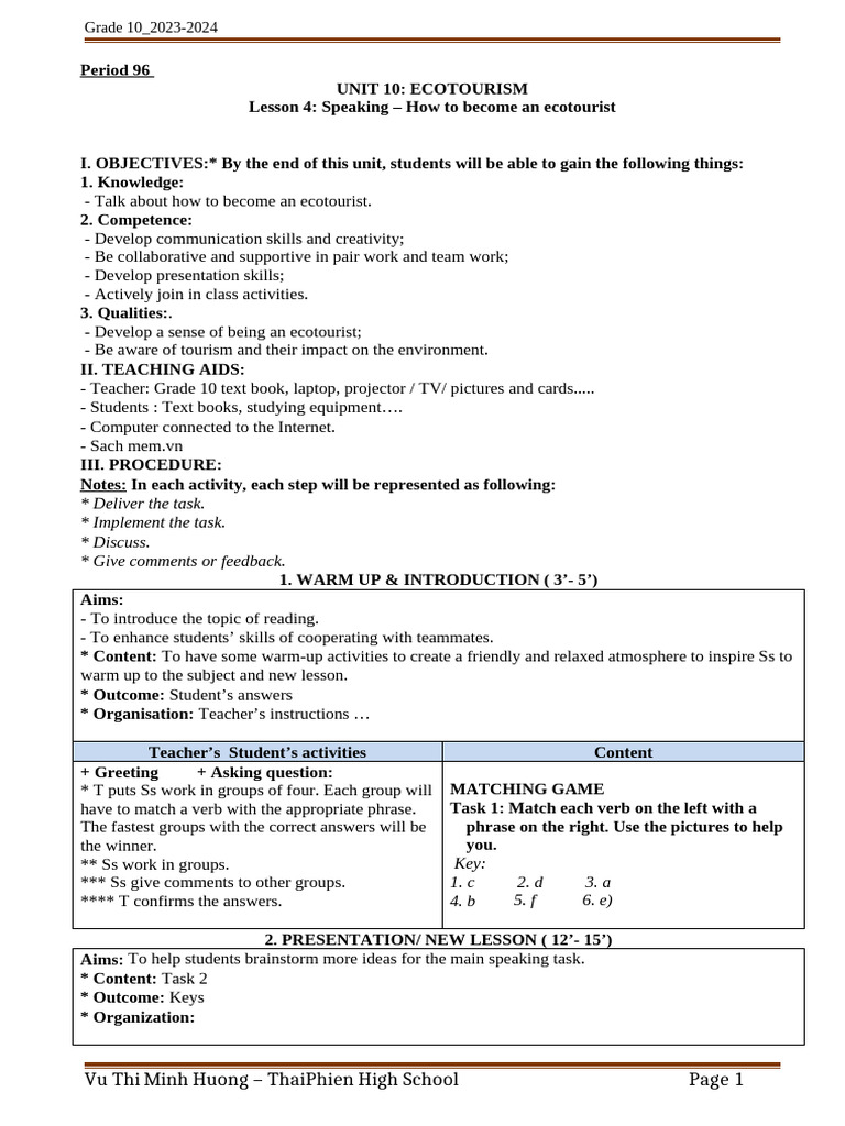 UNIT 10 - TA10 - 5 Tiet Cuoi | PDF