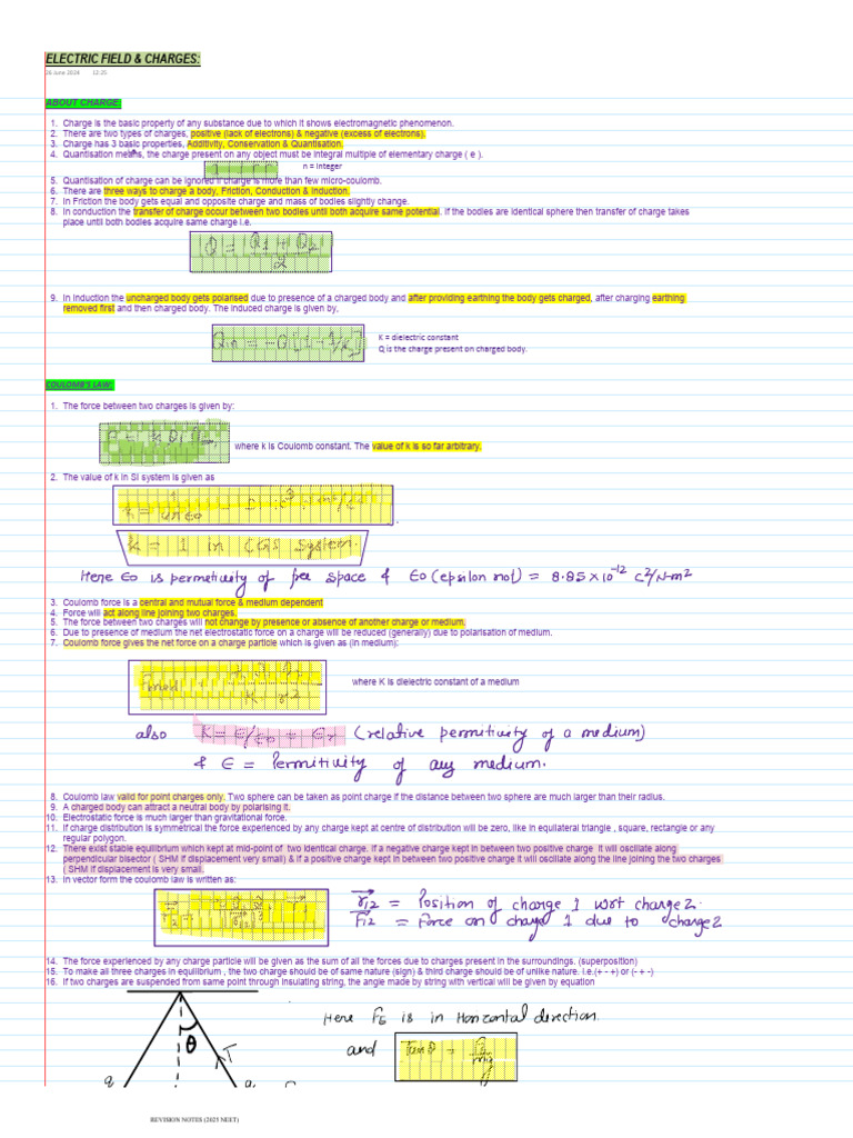 SN - Electric Charge & Field | PDF