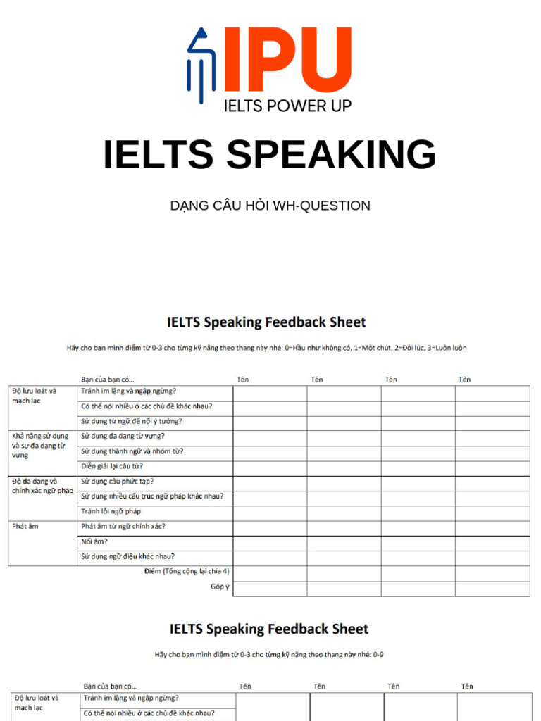 IELTS Speaking Masterclass - Part 1 - Bài 2 - Wh-Question | PDF