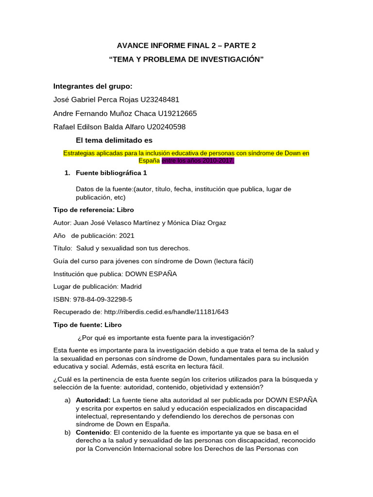 AVANCE INFORME FINAL 2 Grupo | PDF