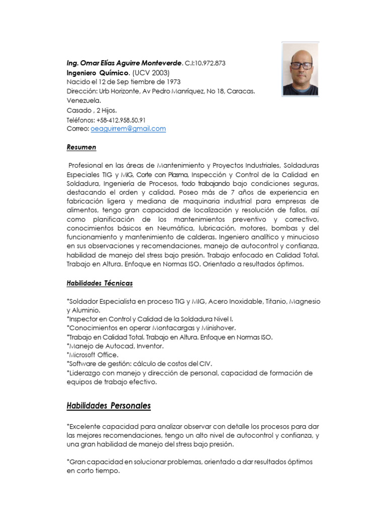 CV Ing. Omar E Aguirre M. 2024 | PDF