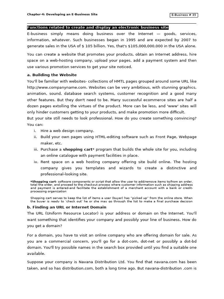 Chapter-4 - Developing An E-Business Site | PDF