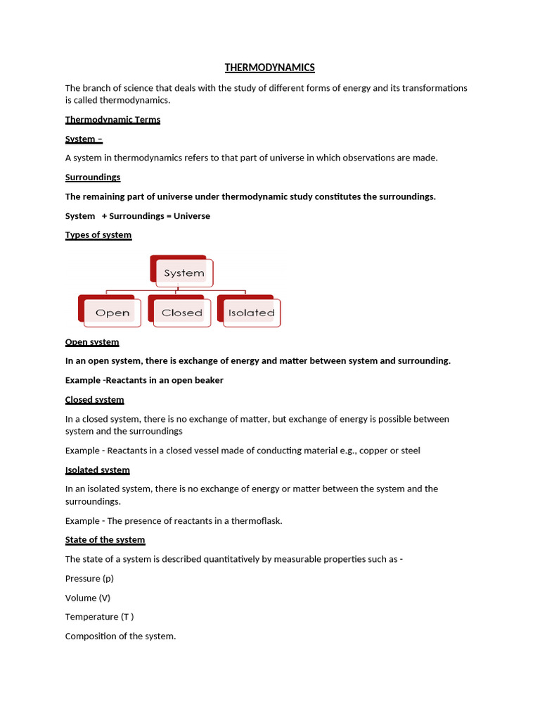 Thermodynamics Notes Pdf