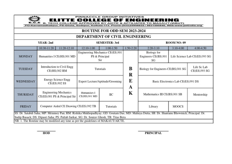 3rd Semester Routine 2023-24 | PDF | Technology & Engineering