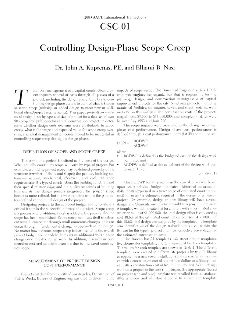 Controlling Design-phase Scope | PDF