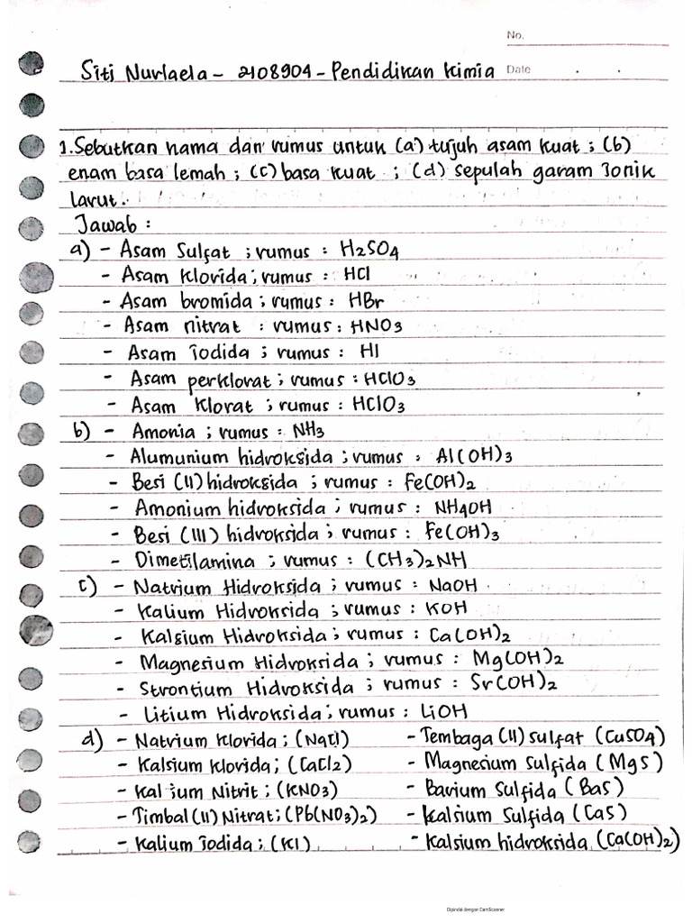 Siti Nurlaela - 2108904 - Latihan Soal Kimdas 2 | PDF