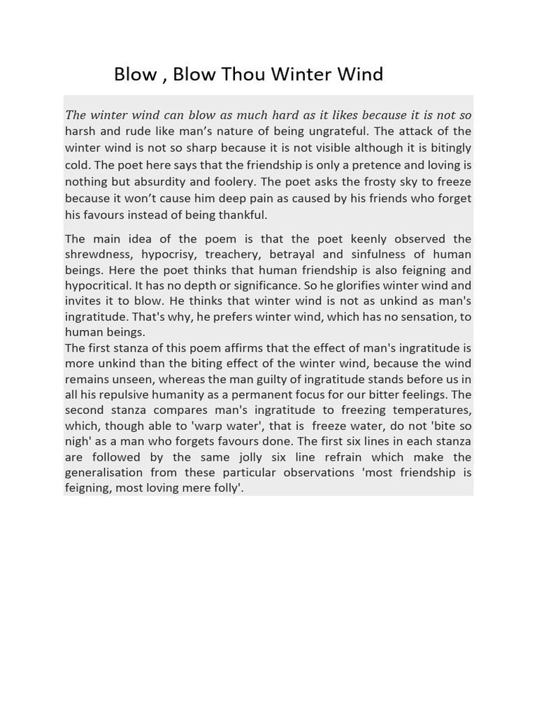 Blow Blow Thou Winter Wind | PDF