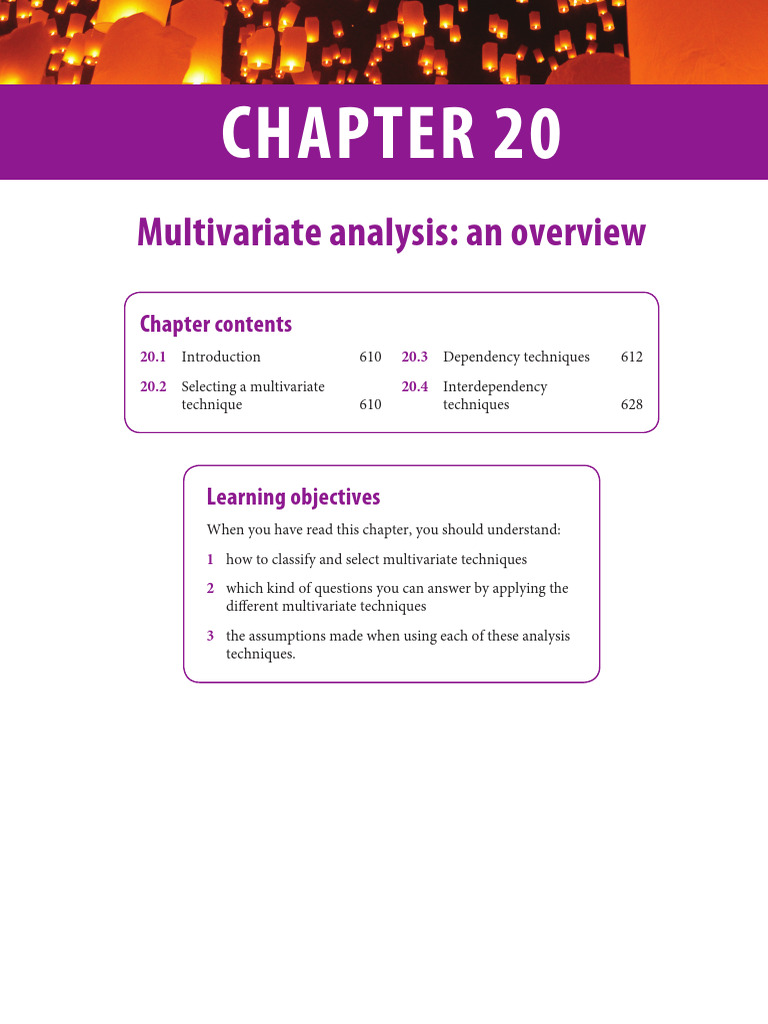 Multivariate Analysis: An Overview: Chapter Contents | PDF