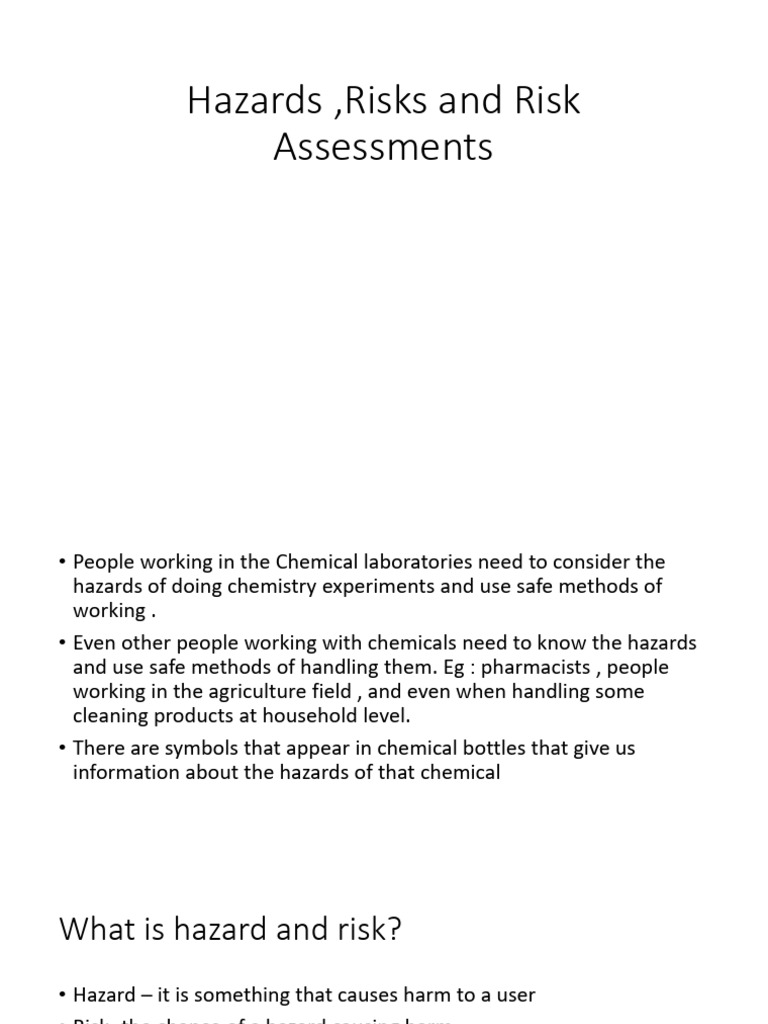 Hazards, Risks and Risk Assessments | PDF